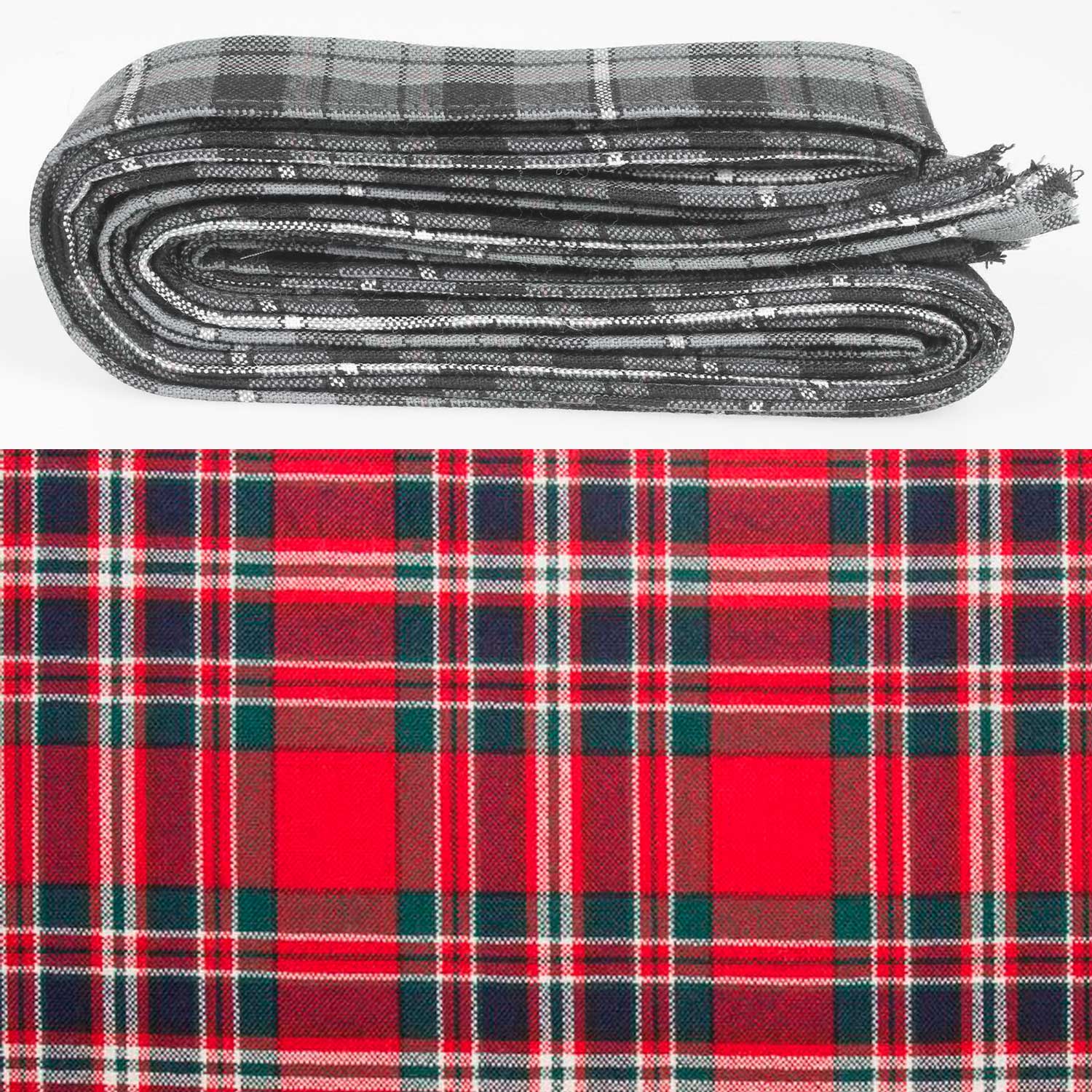 Wool Strip Ribbon in MacFarlane Red Modern Tartan - 5 Strips, Choose y