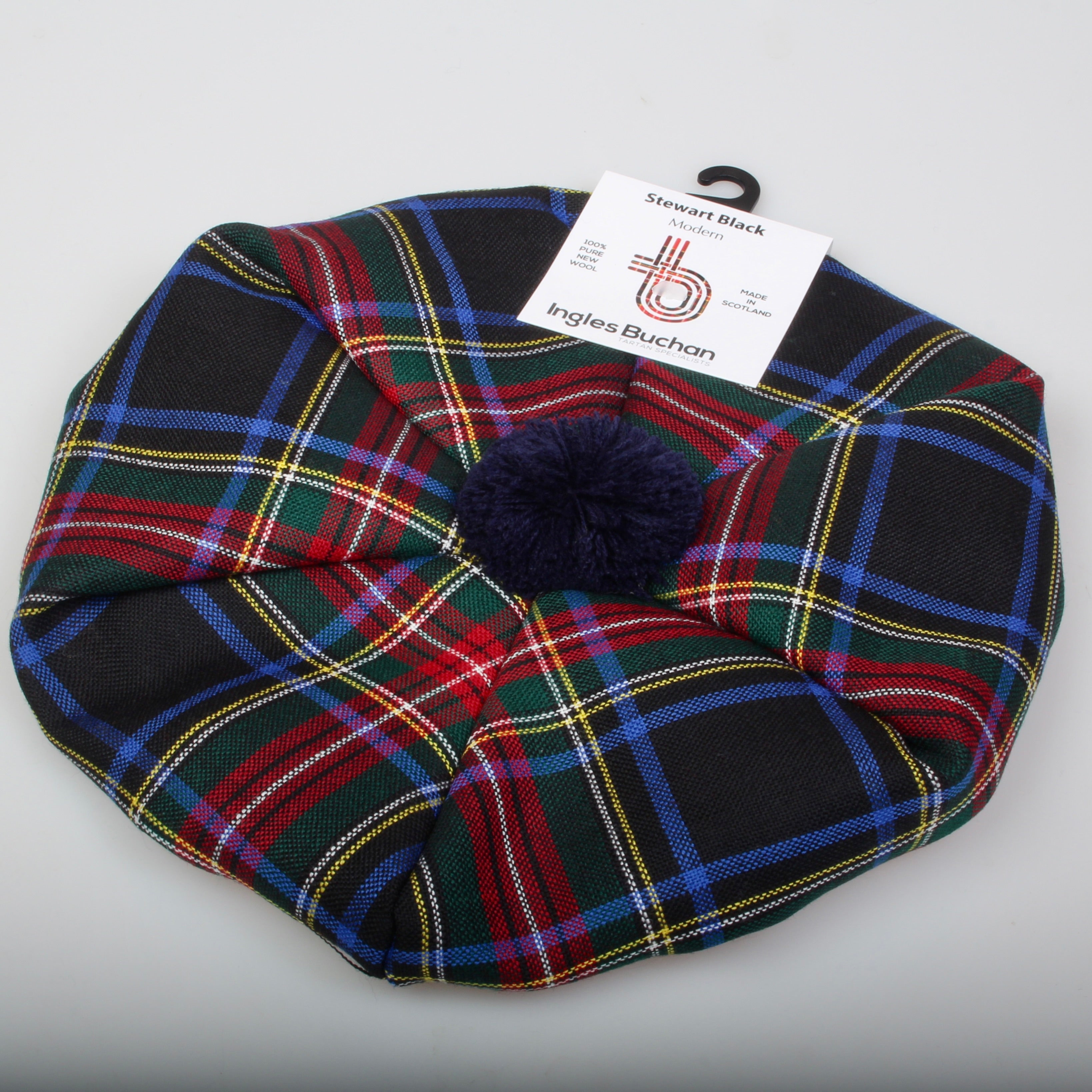 Unisex Wool Tam - Stewart Black Tartan