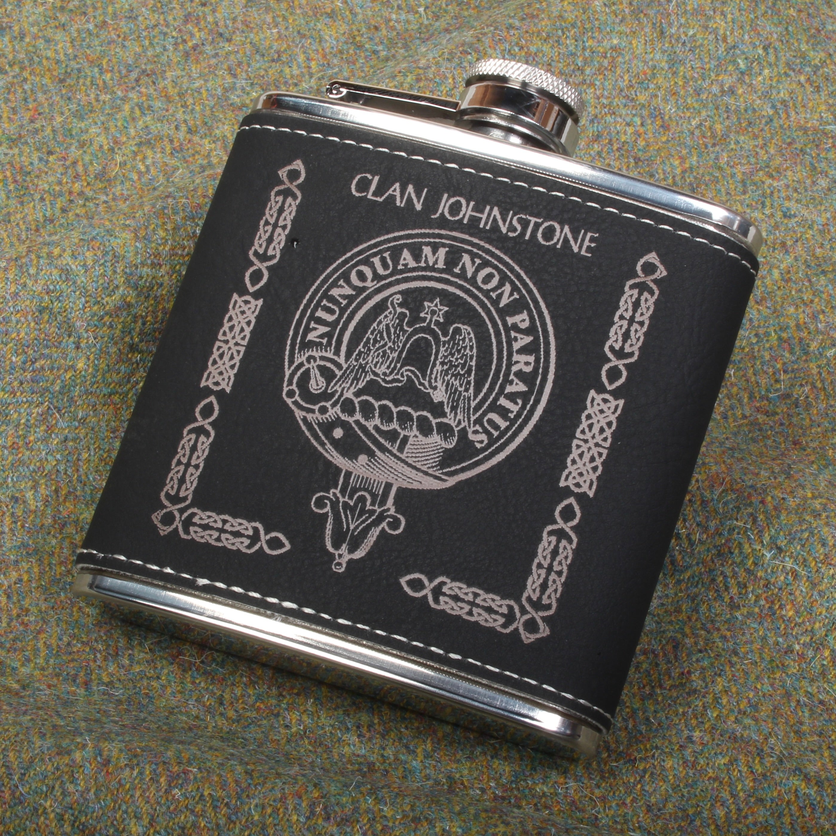 Clan Crest Leather Hip Flask