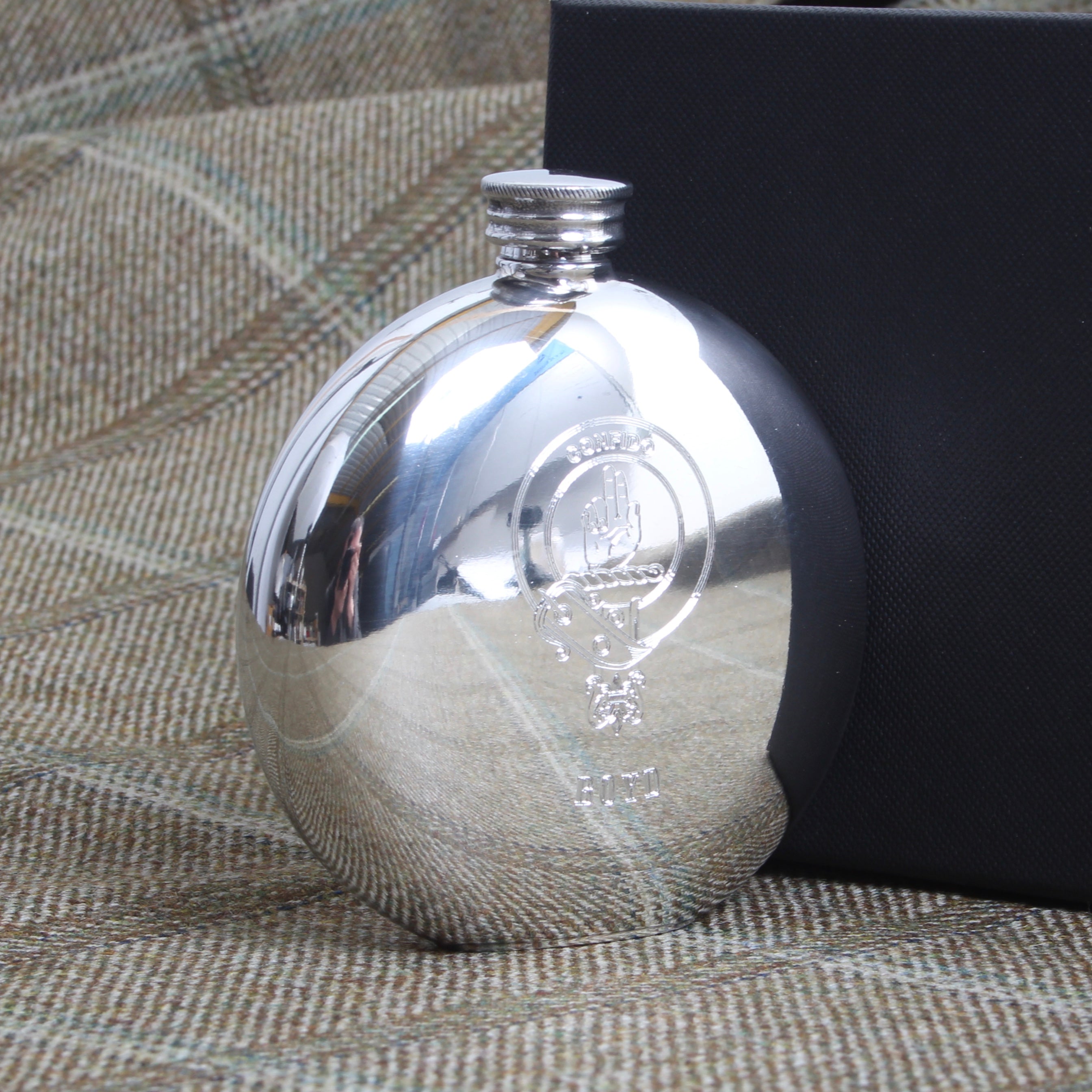 Engraved Clan Crest Flask