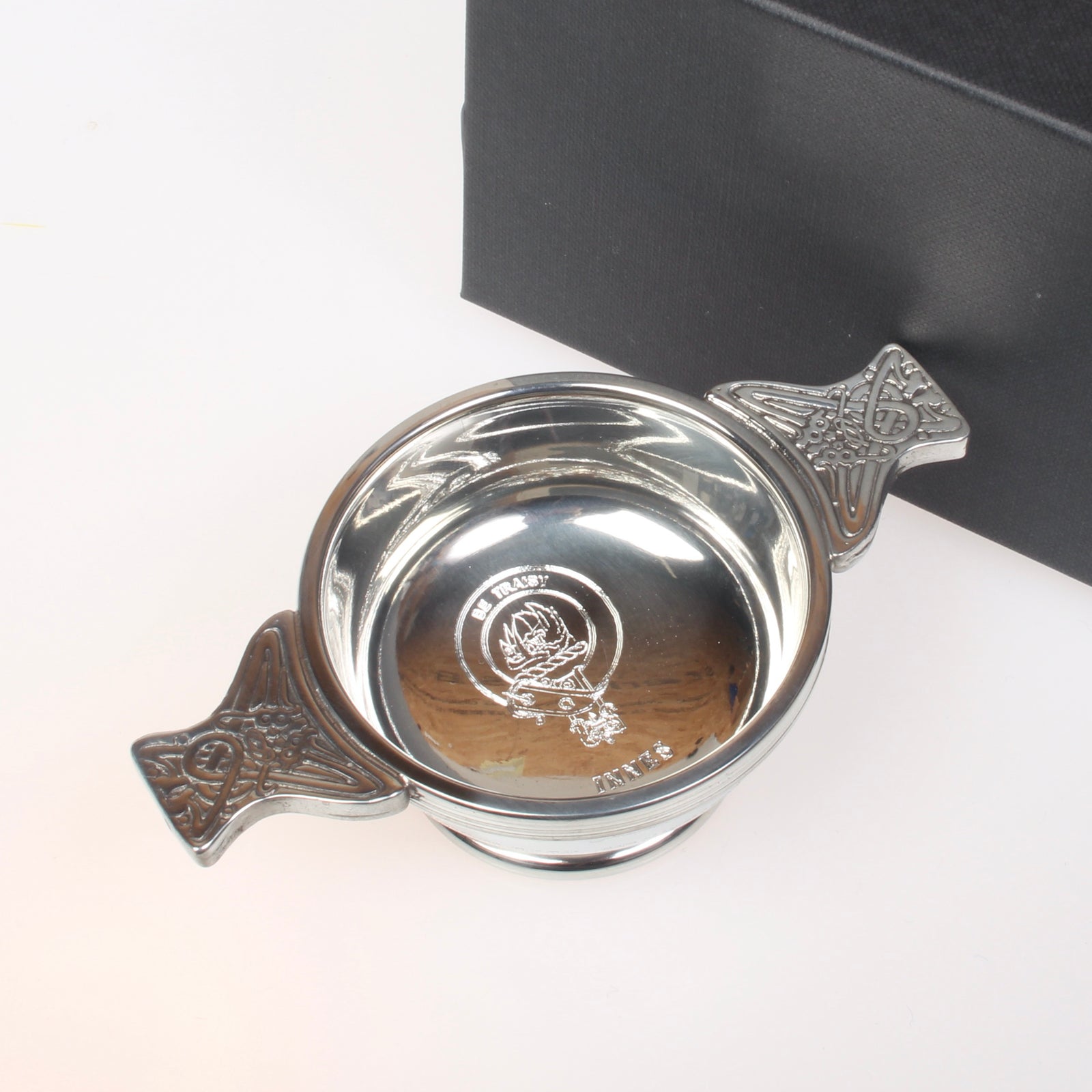 Innes Clan Crest Engraved Quaich.