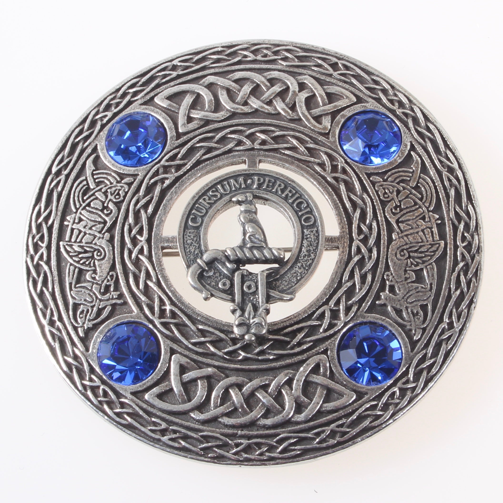 Hunter Clan Crest Pewter Plaid Brooch