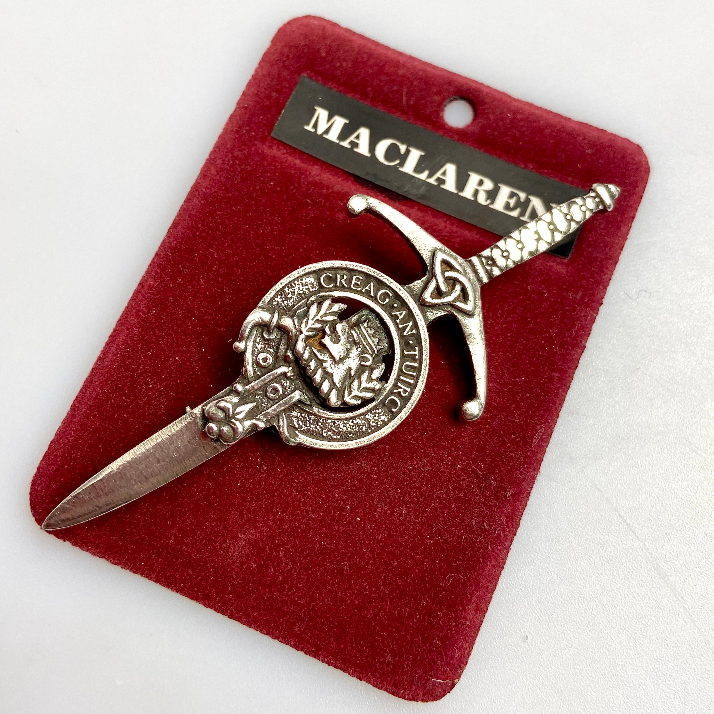 Clan Crest Pewter Kilt Pin with MacLaren Crest