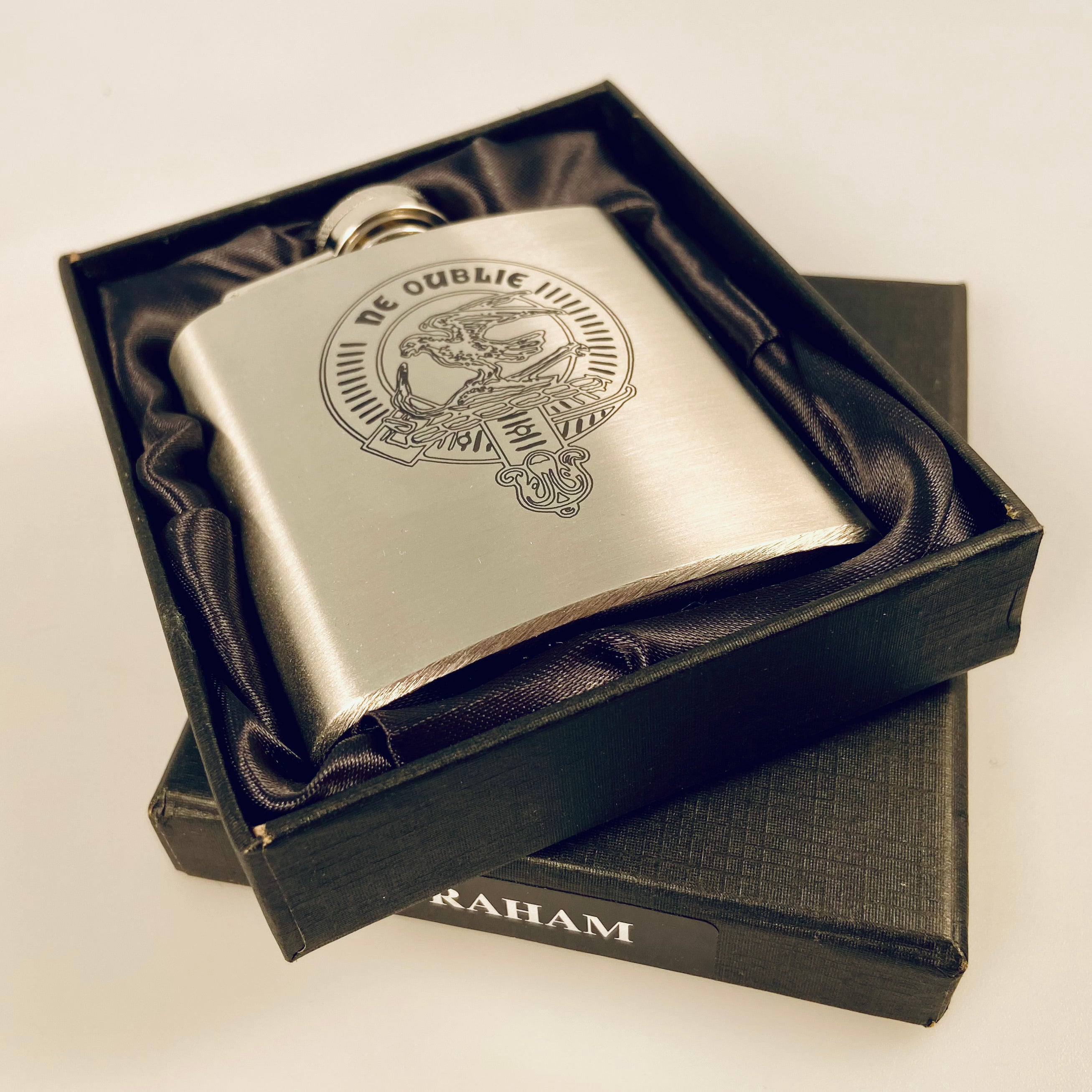 Engraved Clan Crest Hip Flask 6oz