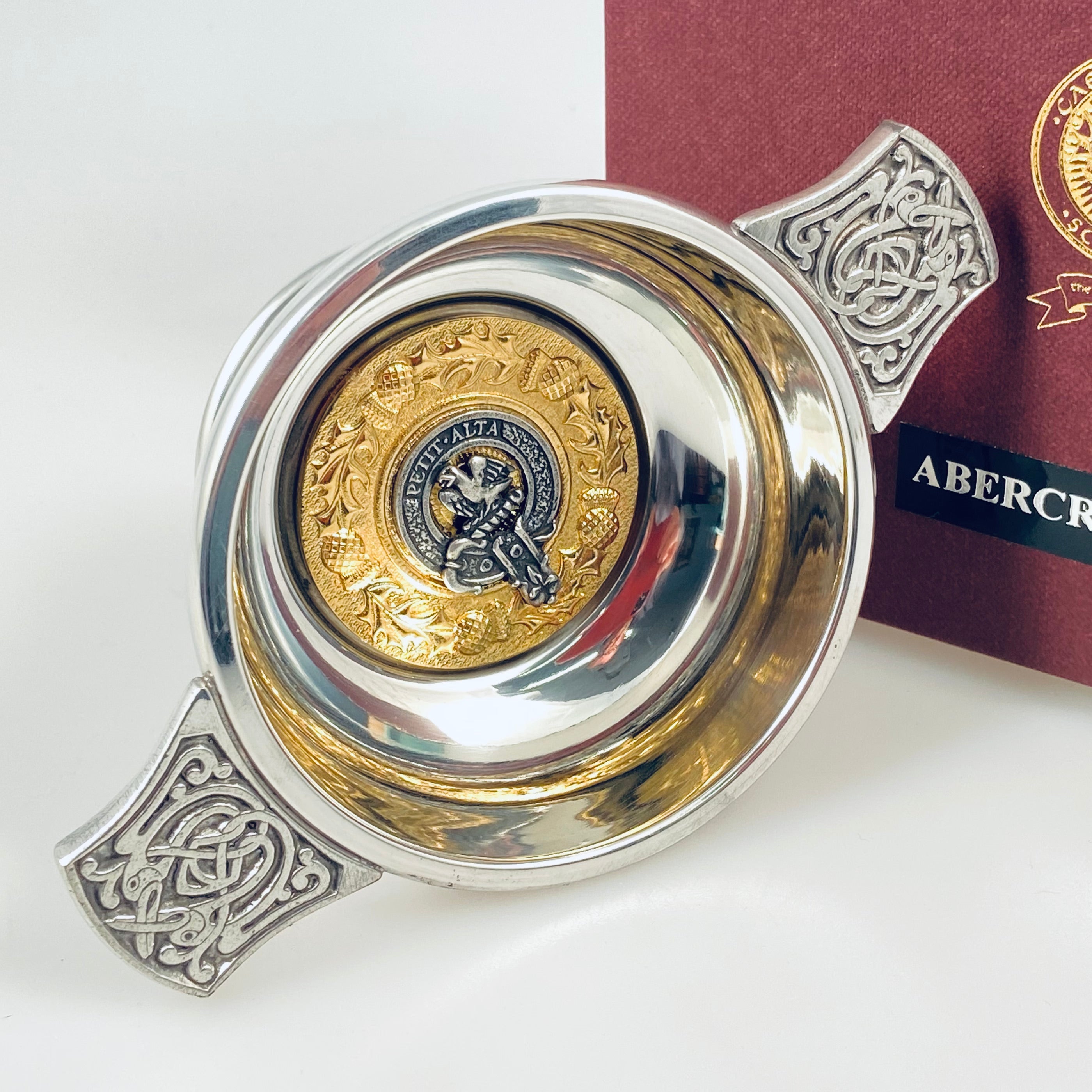 Clan Crest Quaichs with Gold Trim