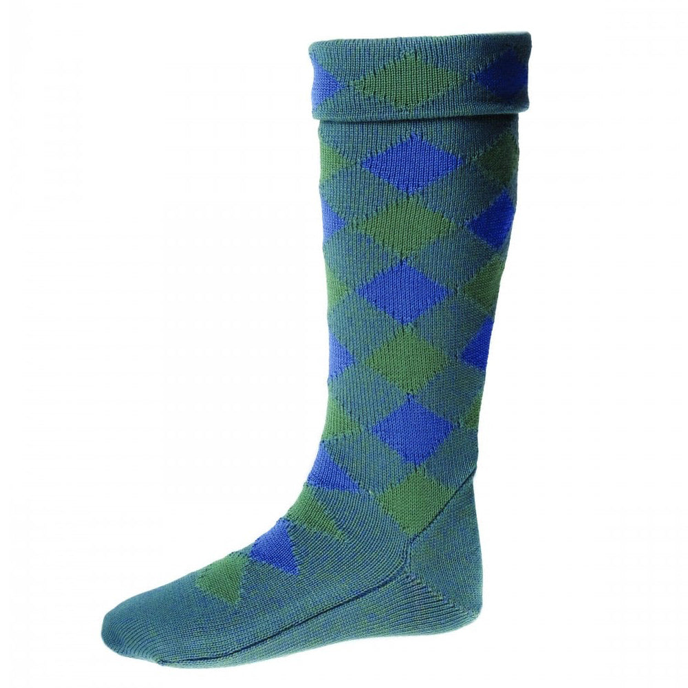 Diced Hose in Ancient Blue & Green